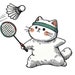 Chubby Cat Playing Badminton PNG Clipart, Cute Kawaii Feline With ...