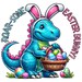 Roar-some Easter Bunny Dinosaur PNG, Cute Dino With Easter Eggs Clipart ...