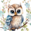 25 Cute Owls Watercolor Clipart Set, High Resolution Leaves and Owl ...