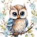 25 Cute Owls Watercolor Clipart Set, High Resolution Leaves and Owl ...
