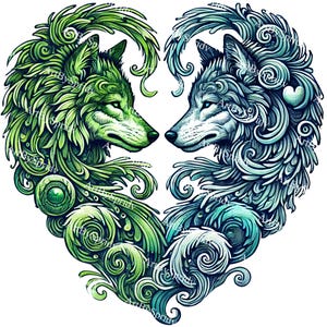 Spirit Wolves Heart PNG, Elemental Wolf Clipart, Nature & Ice Wolf ...