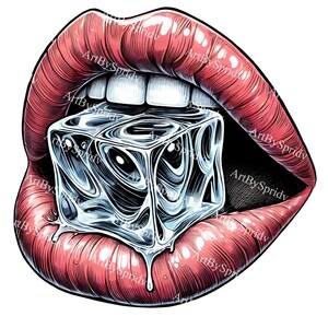 Bold Lips Holding Ice Cube PNG Clipart, Sexy Mouth With Realistic Ice ...