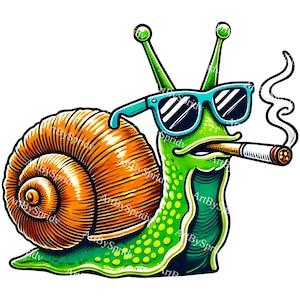 Quirky Snail Smoking With Sunglasses PNG Clipart, Cool Retro Vibes ...