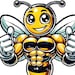 Strong Muscular Bee Digital PNG Clipart,fitness Mascot Illustration ...