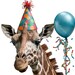 Cute Giraffe Birthday Party Hat&balloons PNG - Etsy