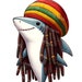 Reggae Shark Clipart, Rastafarian Dreadlocks Shark PNG, Cute Cartoon ...