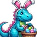 Easter T-rex Dinosaur Clipart With Bunny Ears & Basket - PNG for DTG ...
