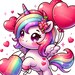 Valentine's Day Unicorn Clipart - Heart Balloons Cartoon PNG, Digital ...