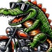 Motorcycle-riding Alligator Clipart - Unique Biker Alligator PNG ...
