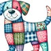 Patchwork Dog Clipart-whimsical Fabric Patterns,colorful Animal Digital ...