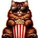Cute Cat With Sunglasses & Popcorn Box Clipart - Watercolor Digital PNG ...
