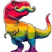 Dinosaur Mustache Illustration-colorful T-rex Clipart, Whimsical Dino ...