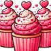 Valentine's Day Cupcake Clipart - Hearts & Sprinkles PNG for DTG, Mugs ...