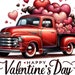 Valentine's Day Vintage Truck Clipart - Red Pickup With Hearts for DTG ...