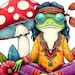 Whimsical Hippie Frog Clipart-retro Boho Meditating Frog With Peace ...