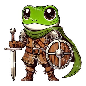 Epic Frog Warrior Medieval Fantasy PNG Clipart, Armored Frog With Sword ...