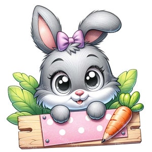 Easter Bunny Clipart PNG, Digital Download for DTG, T-shirt, Mug ...