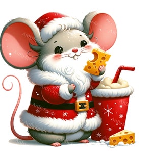 Santa Claus Mouse Clipart PNG - Christmas Digital Design for T-shirts ...