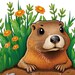 Cute Groundhog PNG Transparent Clipart Animal Floral Kids - Etsy