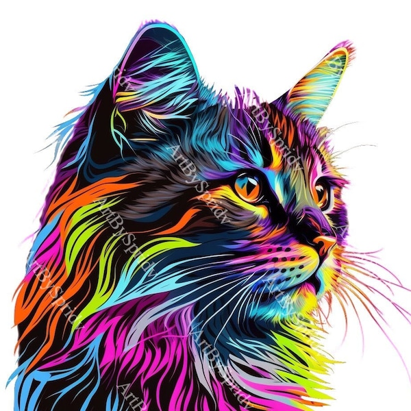 Neon Cat - Etsy UK