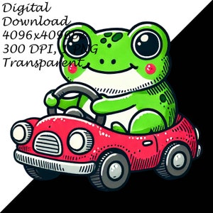Frog Driving Red Car PNG Clipart,cute Cartoon Animal Clip Art,fun ...