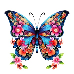 Cute Floral Butterfly PNG Clipart, Transparent Watercolor Kids/adult ...