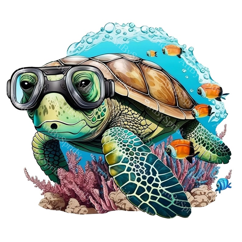 Cute Underwater Sea Turtle PNG Clipart,transparent Animal Lover Cartoon ...