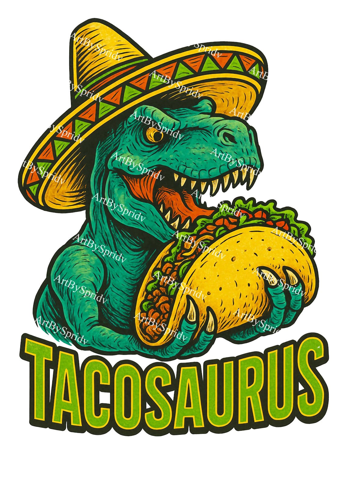 Funny Tacosaurus Dinosaur PNG Clipart, Taco Eating T-rex With Sombrero ...