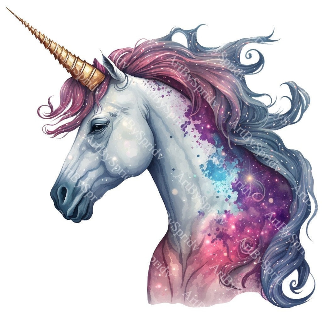 Cute Unicorn Galaxy Mane PNG, Transparent Animal Clipart, Kids Cartoon ...