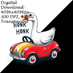 Whimsical Goose Driving Toy Car Clipart-funny Goose Png,silly Animal ...