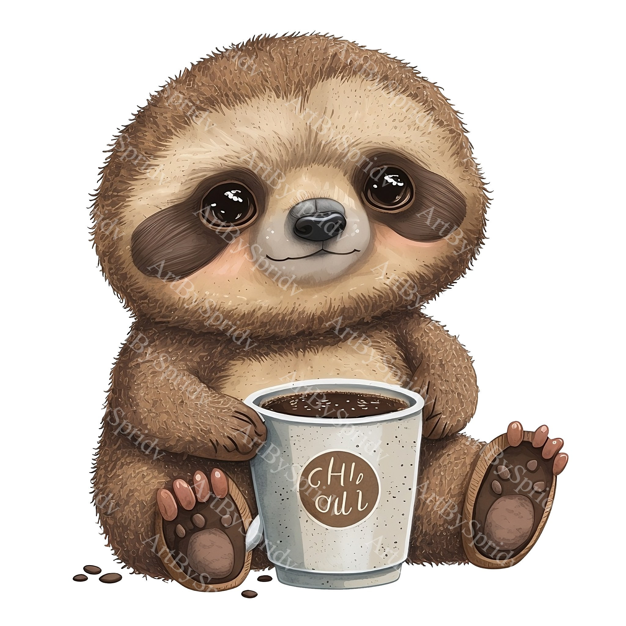 Sloth With Cup Hot Cocoa or Coffee PNG Cliparttransparent - Etsy
