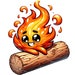 Adorable Fire and Log Clipart - Printable Sublimation PNG, Cute ...