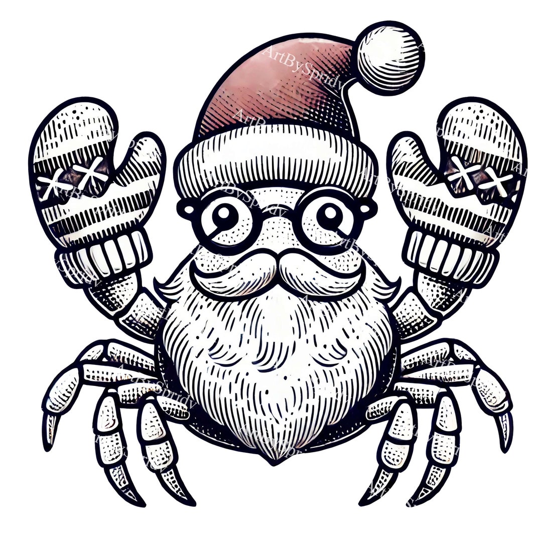 Festive Santa Crab Clipart – Transparent PNG for Christmas DIY Crafts ...