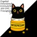 Funny Black Cat Antidepressant PNG, Cute Mental Health Clipart ...