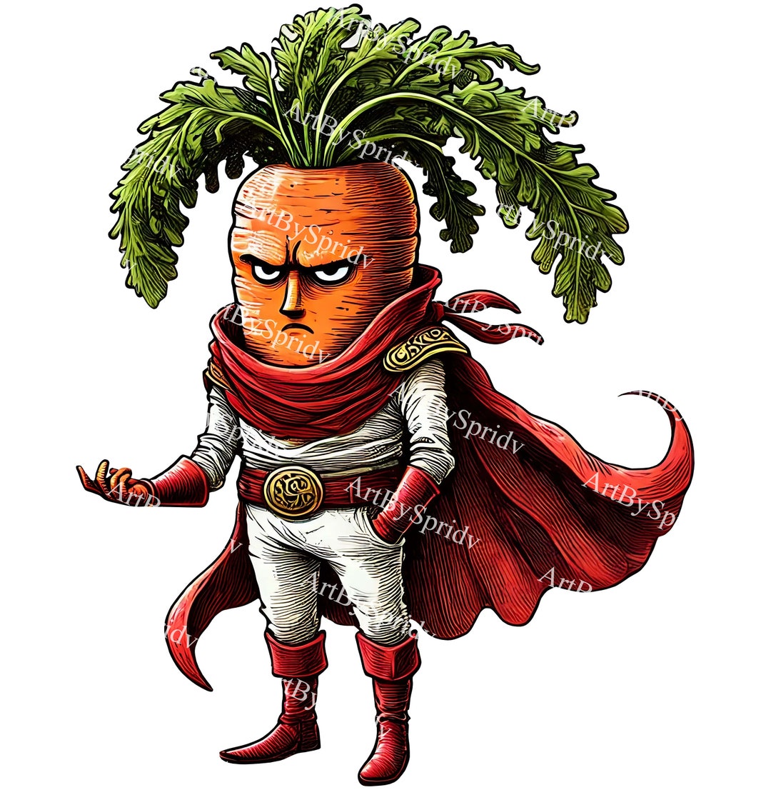 Whimsical Superhero Carrot Download PNG Clipart, Vegetable Illustration ...