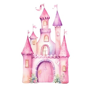 Pastel Watercolor Princess Сastle PNG Clipart Transparent - Etsy
