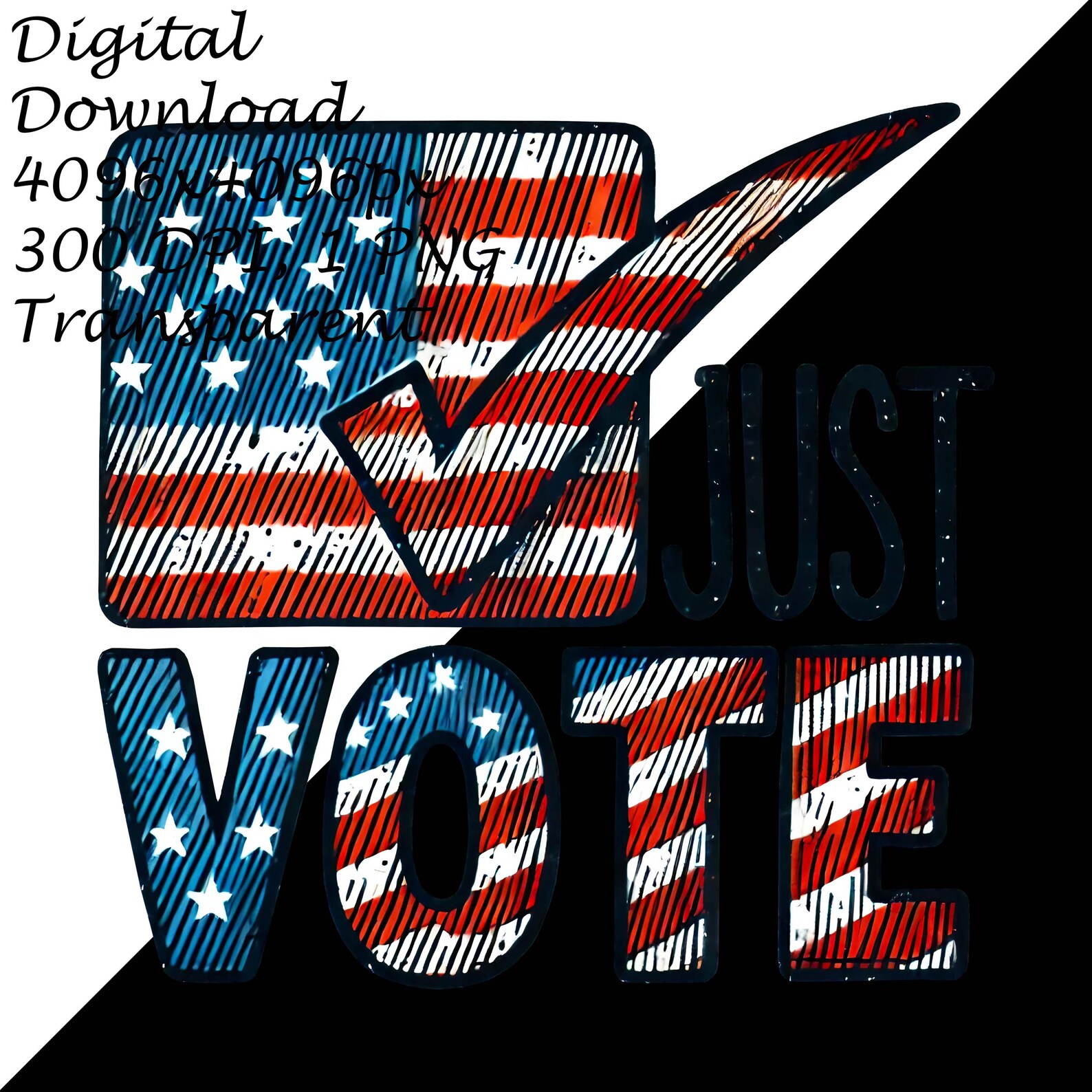 American Flag Just Vote Patriotic Checkmark Design PNG Clipart ...