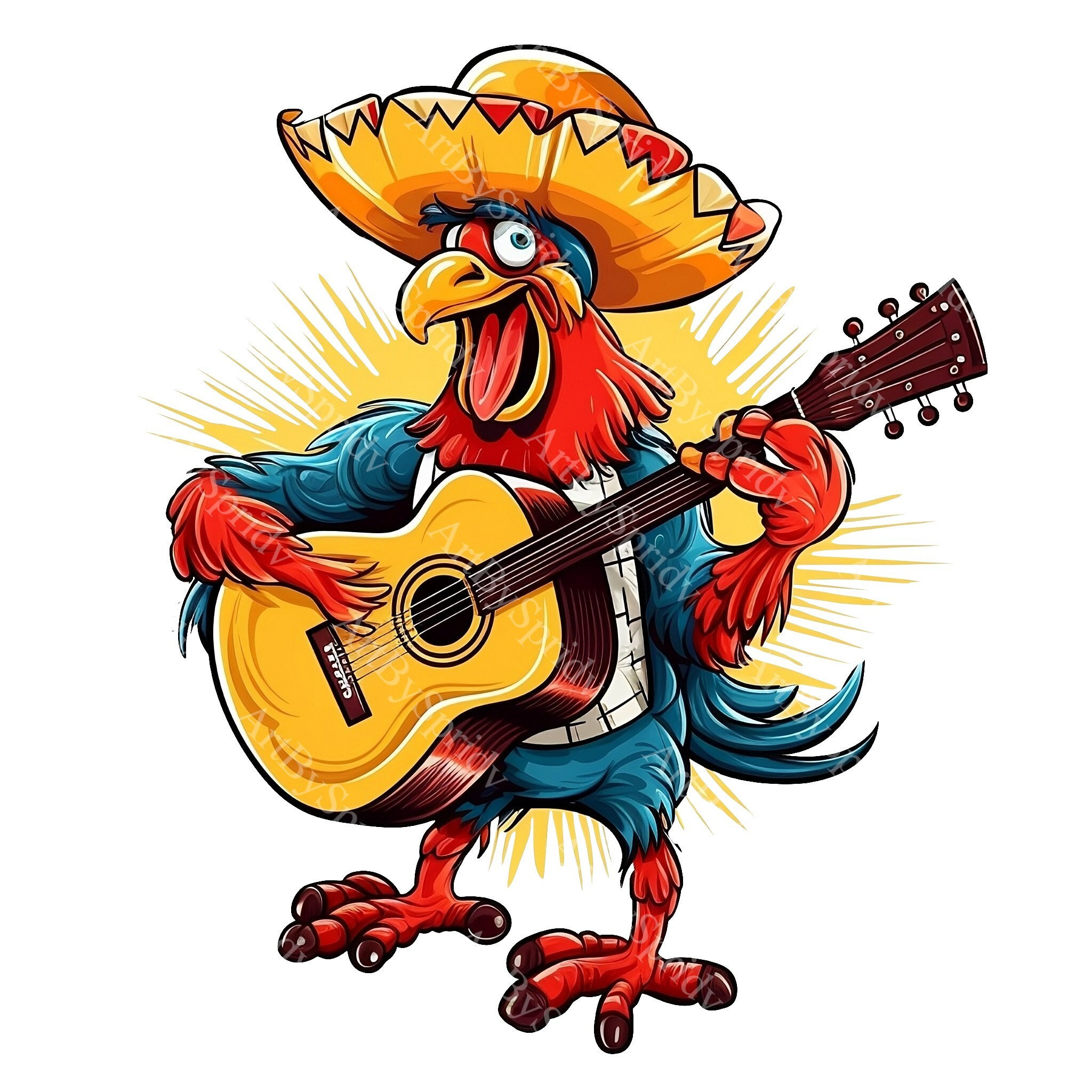 Rooster With A Guitar Singing PNG Clipart,transparent Farm Animal Lover ...