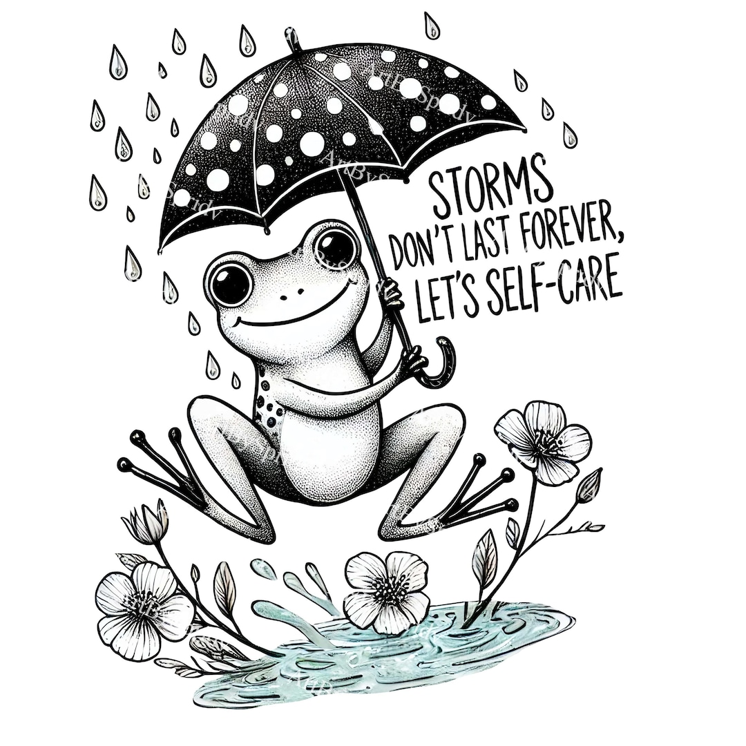 Cute Self-care Frog Transparent PNG, Inspirational Frog With Umbrella ...
