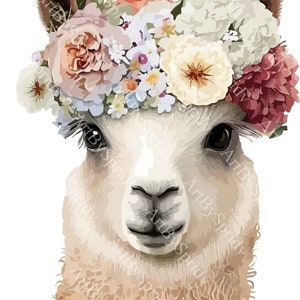 Watercolor Floral Llama Clipart Transparent PNG, Boho Llama With Flower ...