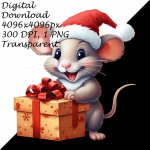Christmas Mouse With Presents PNG Cliparts Bundle|festive Holiday ...