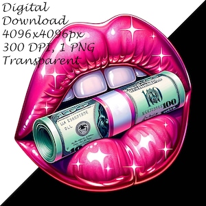 Glam Money Lips PNG Clipart | High-quality Transparent Pink Lip Art ...