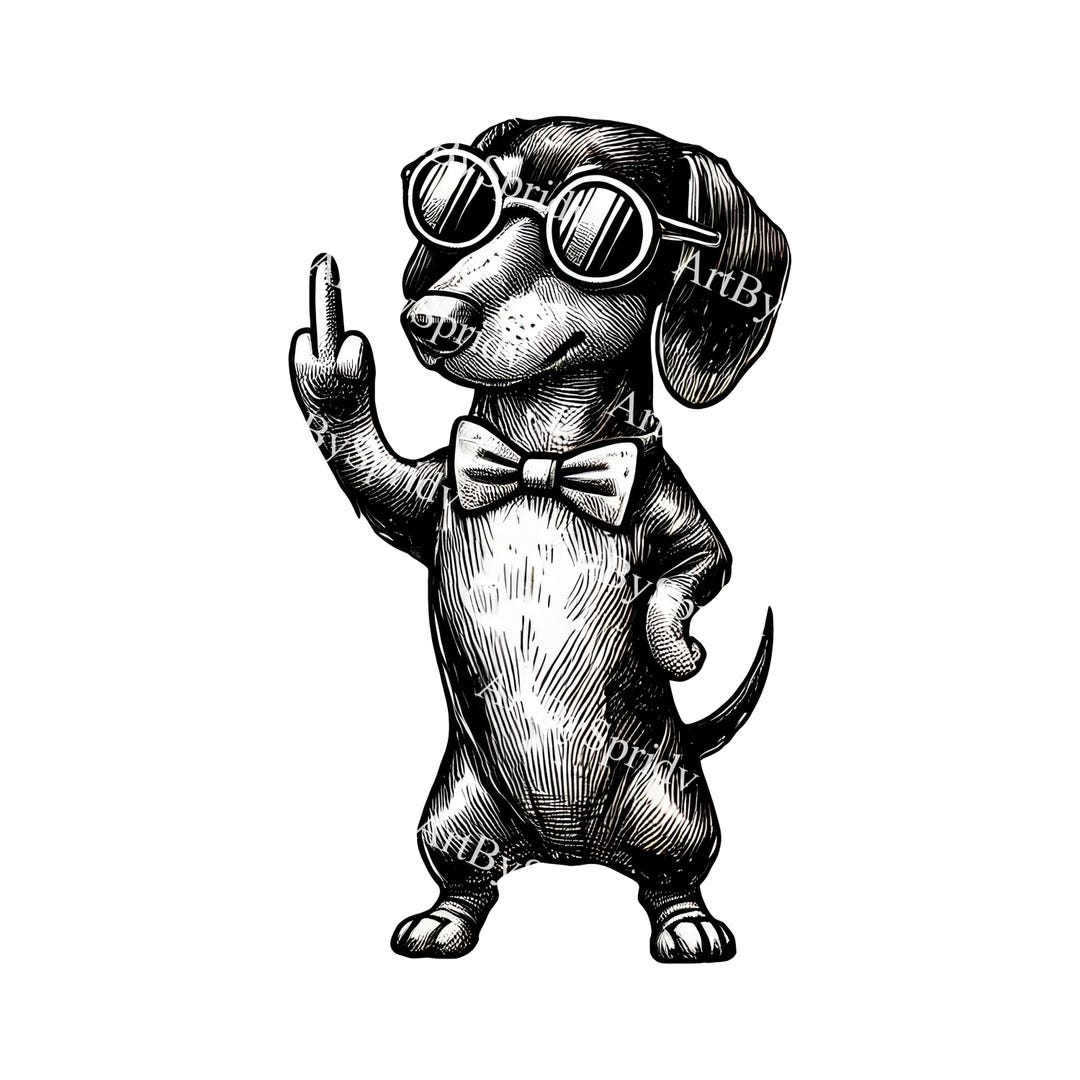 Funny Dachshund PNG Clipart, Rude Wiener Dog Middle Finger Art, Cool ...