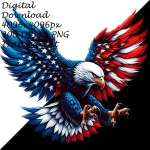 Majestic American Eagle Clipart With Flag Design | Transparent ...