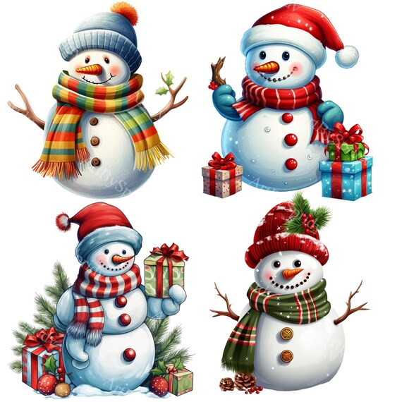 Snowman Vintage Christmas Clip Art