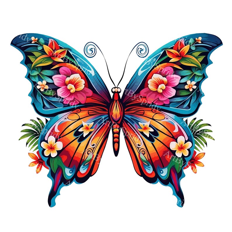 Cute Floral Butterfly PNG Clipart, Transparent Watercolor Kids/adult ...