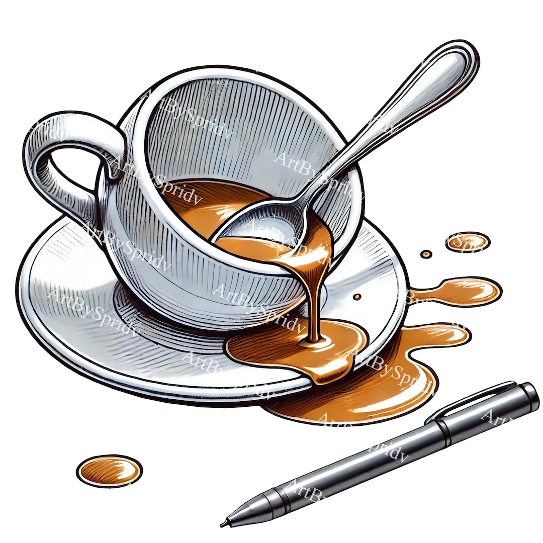 Spilled Coffee Mug PNG Clipart, Realistic Coffee Spill Illustration ...