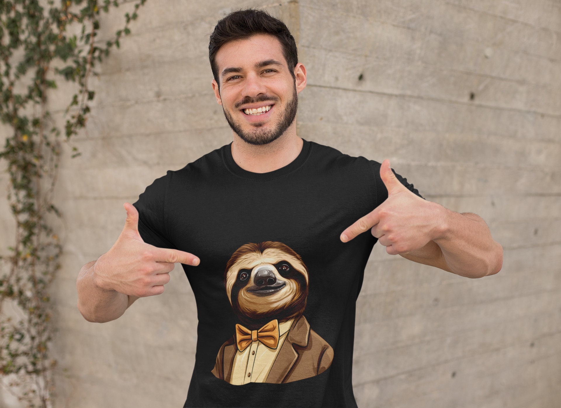 Dapper Sloth in Bow Tie Clipart PNG, Elegant Animal Digital Art, Funny ...