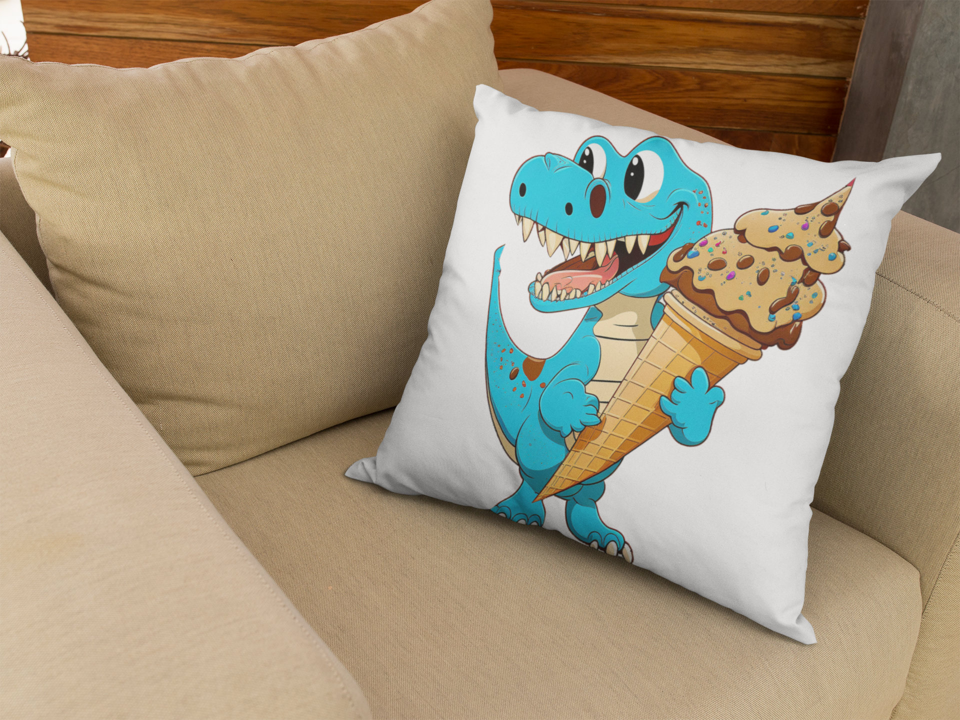 Cute Dinosaur With Ice Cream Clipart PNG, Funny Cartoon Dino Art, Ice ...