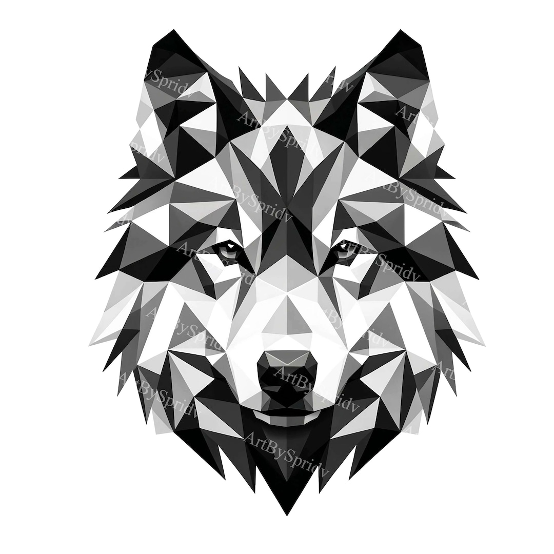 Geometric Wolf Clipart | Modern Abstract Animal PNG | Digital Download ...